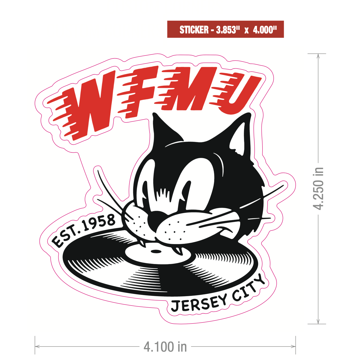 Bigger Than Ever! The 4" Die-Cut Hungry Cat Sticker – WFMU STORE